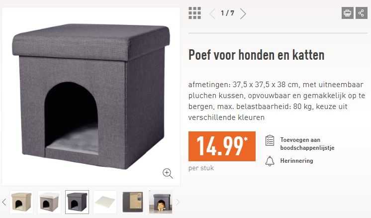 Aldi heeft leuke aanbieding: Poef voor jou én voor je hond of kat ...